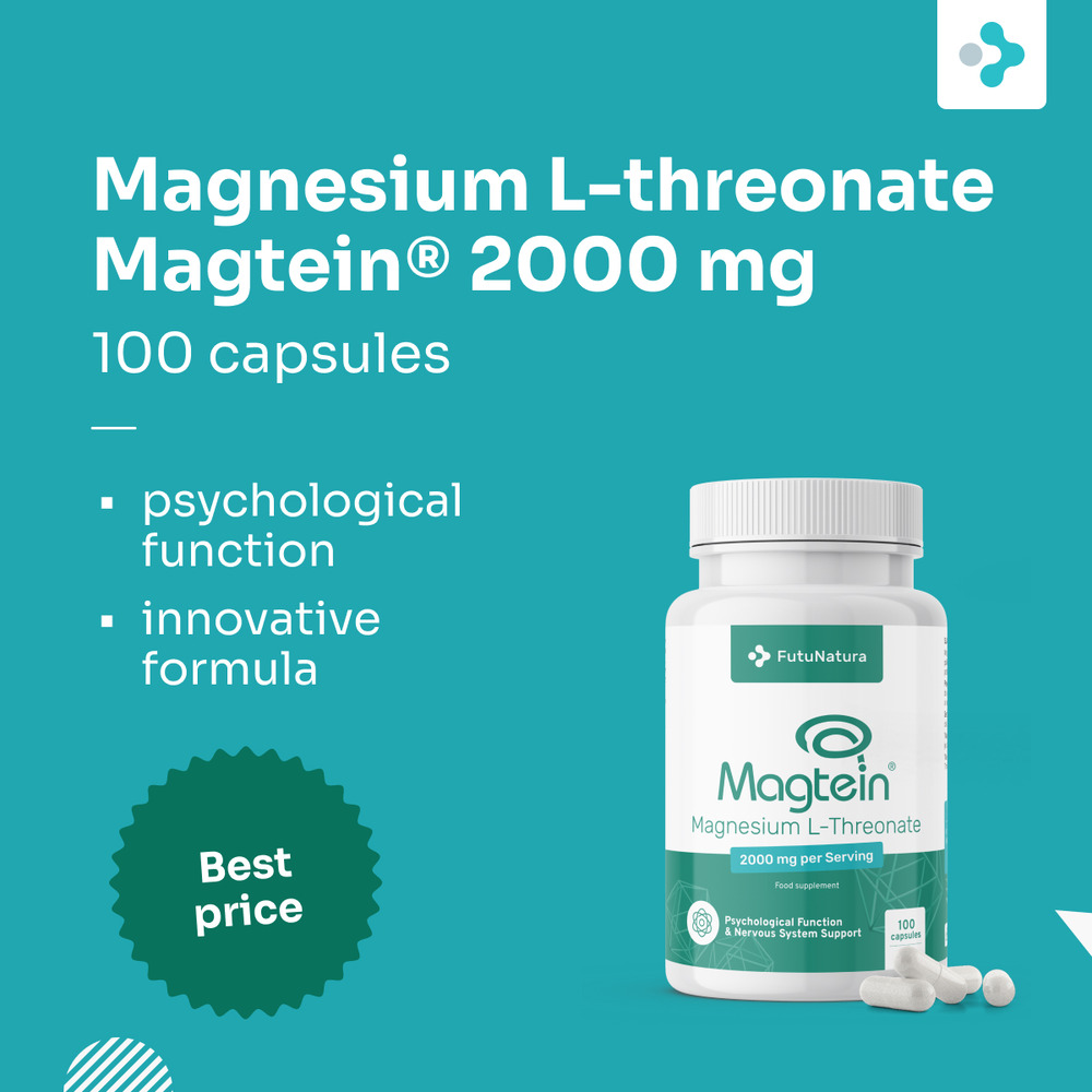 Magnesium L-threonate Magtein® 2000 mg, 100 capsules - FutuNatura.uk
