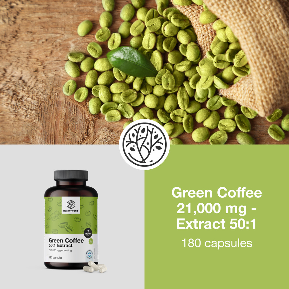 Green Coffee 21,000 mg - Extract 50:1, 180 capsules - FutuNatura.uk